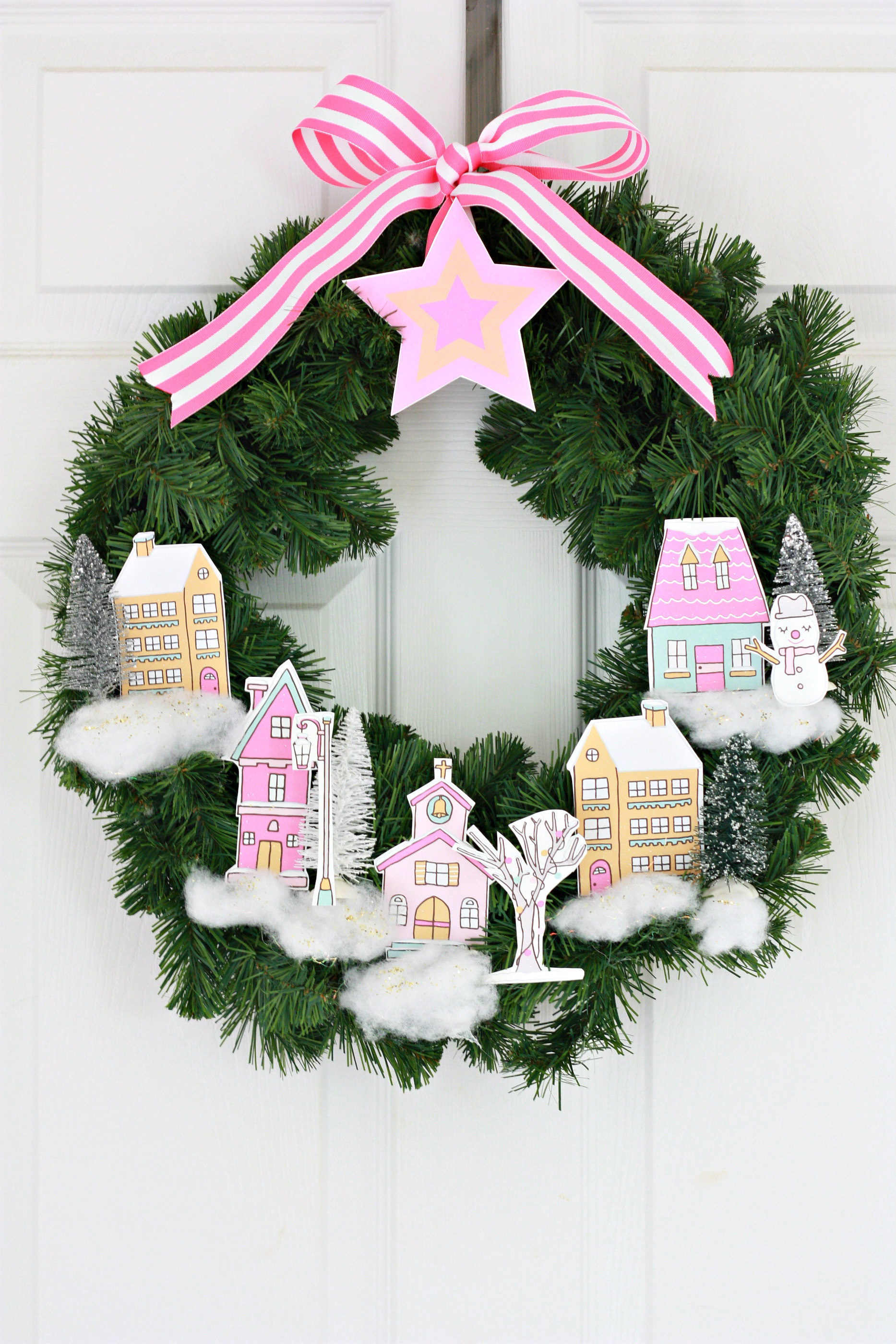 Paper Gingerbread Village Printable Wreath - Nest of Posies